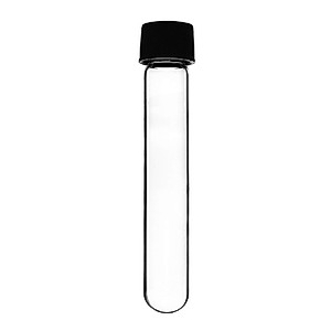 EISCO 12PK Test Tubes, 30ml - Bakelite Screw Cap with Rubber Liner - Borosilicate 3.3 Glass - 3.9" x 1" - Round Bottom - Leak Proof