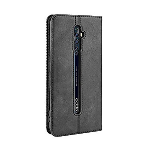 Phone Cover Case For Oppo Reno2 F/ Reno2 Z Magnetic Buckle Retro Crazy Horse Texture Horizontal Flip Leather Case with Holder & Card Slots & Photo Frame(Black) Protective Shell ( Color : Black )