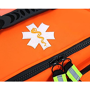Lightning X Medium First Responder EMT Bag | LXMB25 | w/Reflective, Shoulder Strap & Zippered Compartments for First Aid + Trauma Supplies - Orange