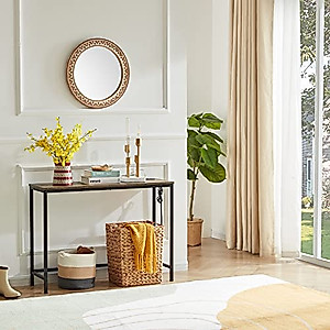 Lifewit 39.4” Console Entryway Table with 2 Power Outlets and 2 USB Ports,Industrial Narrow Sofa Table for Hallway, Living Room,Bedroom,Kitchen, Metal Frame, Rustic Brown, Easy Assembly