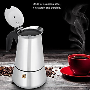 LIZEALUCKY Stainless Steel Stovetop Moka Pot Espresso Maker Percolator Portable Italian Cuban Coffee Maker for Big Family Home Office Camping, Work with Gas Electric Ceramic Stovetop(100ml)
