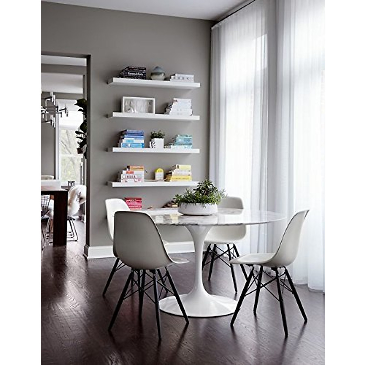 2xhome White - Plastic Molded Bedroom Dining Side Ray Chair with Black Wood Eiffel Dowel-Legs Base Nature Legs No Side