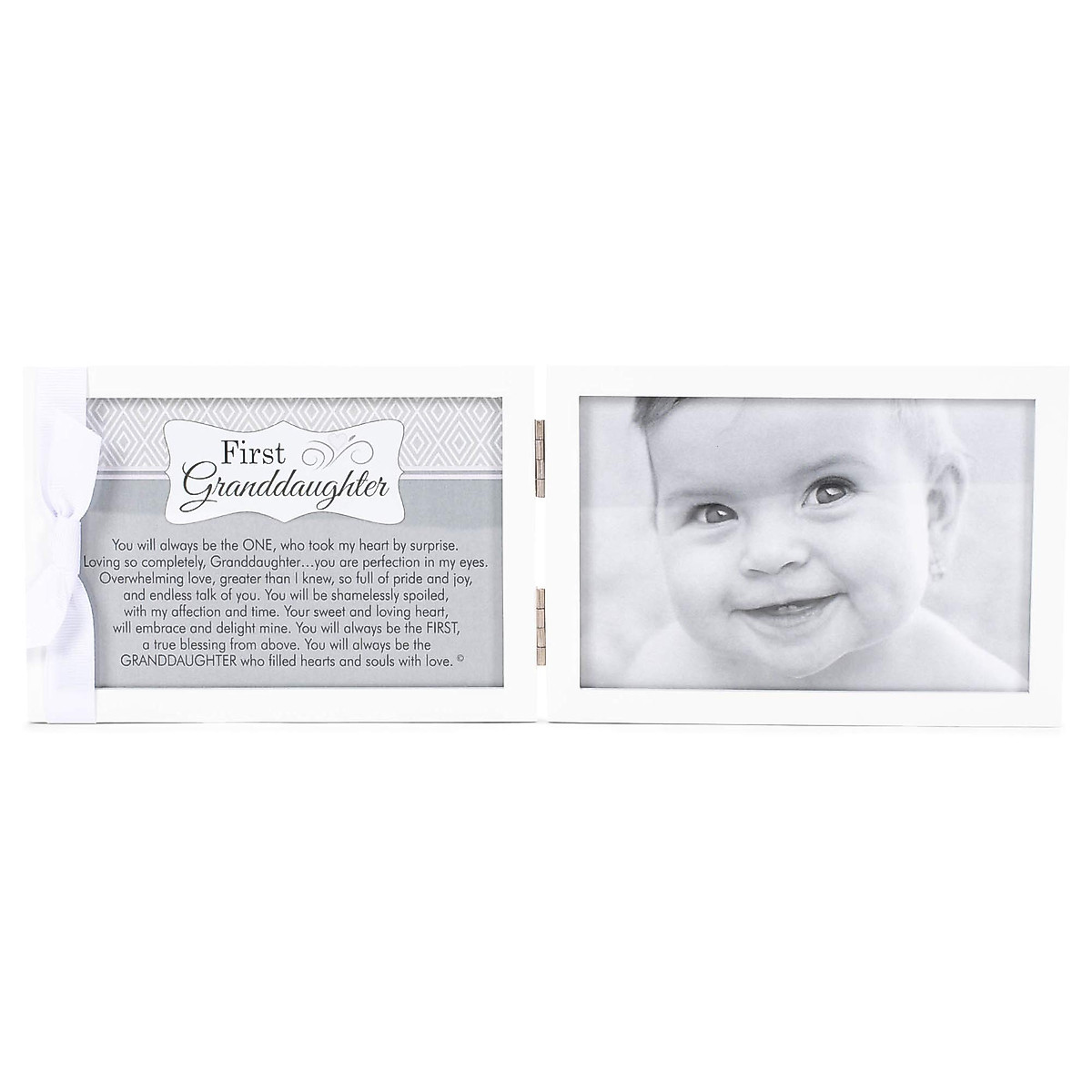 The Grandparent Gift Company- 4 x 6 Double Hinged Table or Shelf Frame-“First Granddaughter” - Baby Reveal or Baby Shower
