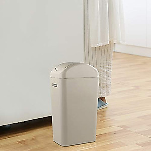 Obstnny Slim Plastic Trash Can for Narrow Spaces at Home or Office, Khaki.