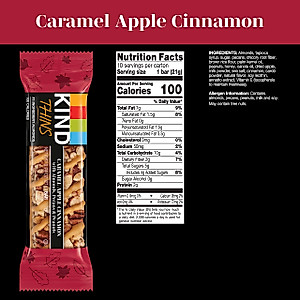KIND THINS Caramel Apple Cinnamon with Almonds, Pecans, & Peanuts, Gluten Free, 100 Calorie, Healthy Snacks, 10 Bars (Pack of 1)