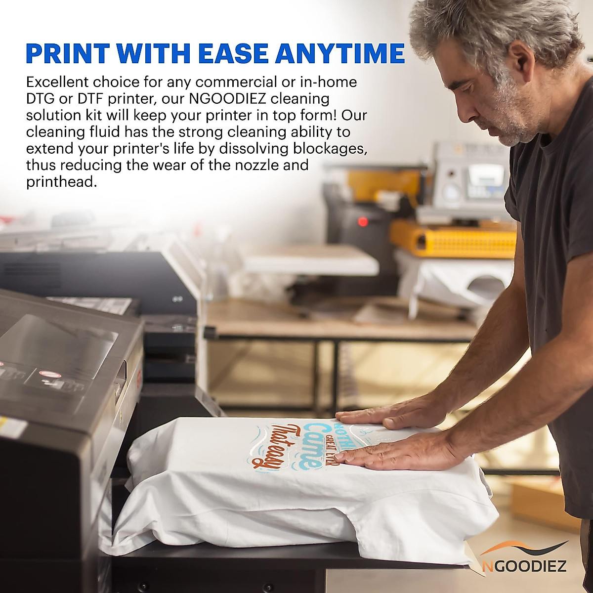 NGOODIEZ Printhead Cleaning Kit for Any DTF Printer/DTG Printer - Universal Printhead Cleaner Kit for Printer Nozzle - Printer Cleaning Kit for Direct Transfer Film Printers (100mL Solution)