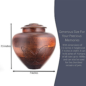 Hand Engraved Butterfly Funeral Cremation Urns for Human Ashes Adult Male Female - Pet Urns for Dogs Cat Ashes, Wooden Urns for Human Ashes, Urn Box for Ashes Keepsake