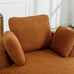 Oversized Swivel Accent Barrel Chair with 3 Pillows,Modern Comfy Upholstered 360 Recliner Sofa Cozy Club Chaise Leisure Round Loveseat Lounge Armchair for Living Room/Bedroom/Hotel/Nursery/Office