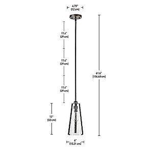 Globe Electric 60330 Sonny 1 Pendant Lighting, Dark Bronze, Seeded Glass Shade