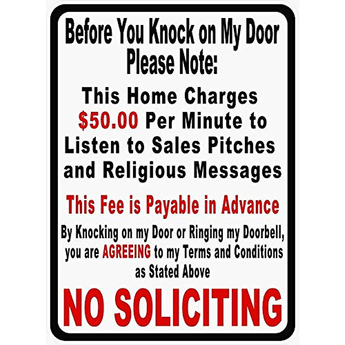 Lenrius Before You Knock On My Door Sign No Soliciting Metal Sign 12"x8"