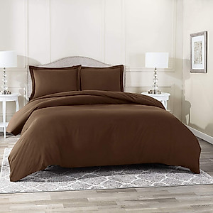 ABP Collection Duvet Set - Queen, Chocolate 100% Cotton 800 Thread Count Duvet Cover Sets (1 Zipper Closure Duvet Cover, 1 Fitted Sheet with 21" Deep Pocket, 2 Pillow Shams) 4 Pieces Duvet Cover Set