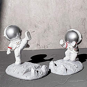 YAKVOOK Unique Cute Cell Phone Stand Car Holder Cool Fun 3D Cartoon Astronaut Design Mobile Phone Tablet Bracket for Desk Compatible with All Smartphones for Children Gift Decor Home (Kick Silver)
