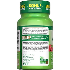 Nature's Truth Melatonin 3mg Fast Dissolve Tablets | 180 Count | Natural Berry Flavor | Vegan, Non-GMO, & Gluten Free Supplement