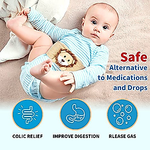 Baby Colic, Gas and Upset Stomach Relief, Baby Heated Tummy Wrap, Infant Swaddling Belly Belt with Soothing Warmth (Lion)