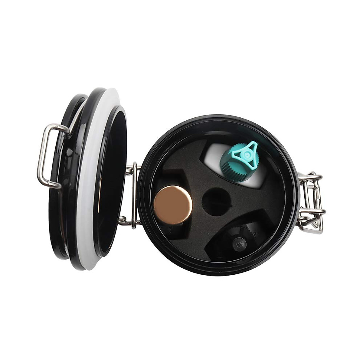 Mekupeu Eyelash Glue Storage Tank Individual Adhesive Stand Activated Carbon Cylinder Jar Sealed Container Lash Extension Tool, Black, 1PCS