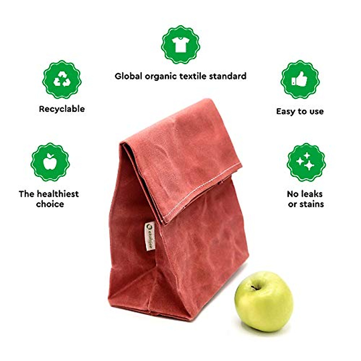 EKOLOJEE Waxed Canvas Lunch Bag | Foldable and Washable Lunch Box for Office, Picnic, Work and Outing | Worthbuy Lunch Bag for Adult Men & Women | Reusable in Zero Waste Packaging | Coral Tree Pink