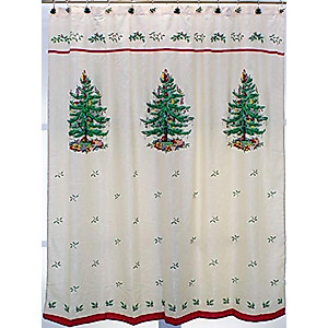 Avanti Linens Spode - Fabric Shower Curtain, Holiday Bathroom Decor (Red, 72" x 72")