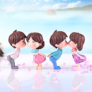 DOYIFUN 8 Pcs Miniature Couple Lover Figurines Chair Boy&Girl Kiss Dolls Cake Topper Micro Landscape Ornaments Fairy Garden Craft Terrarium Gift Dollhouse Miniature（Random 4pairs