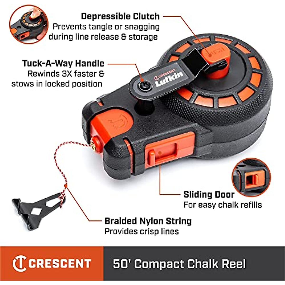 Crescent Lufkin 50' Compact Chalk Reel with Blue Chalk, CL50