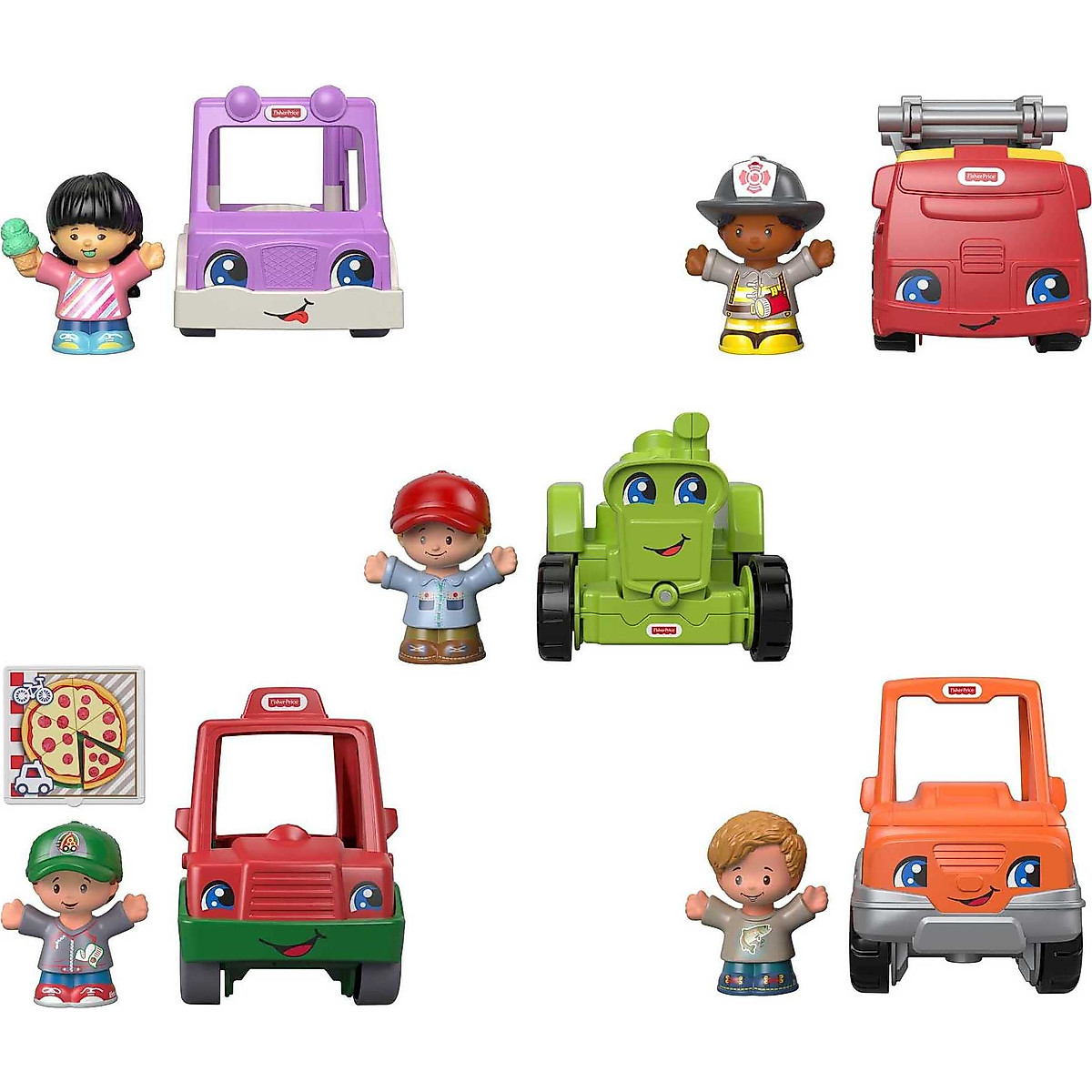 Fisher-Price Little People Toddler Playset Around the Neighborhood Vehicle Pack, 5 Toy Cars & Trucks and 5 Figures for Ages 1+ Years