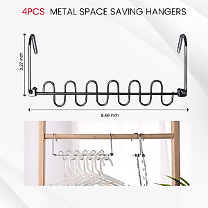 MCPINKY 4PCS Metal Space Saving Hangers, Cascading Space Saving Hanger Stainless Steel Hanger for Travel Closet Clothing Storage