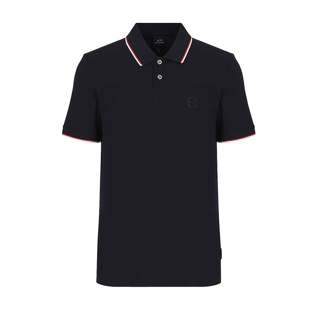 A|X ARMANI EXCHANGE mens Short Sleeve Jersey Knit Polo Shirt, Navy Blue, Medium US