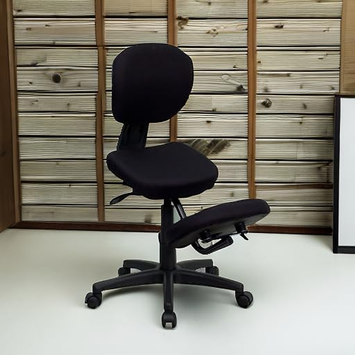 BizChair Mobile Ergonomic Kneeling Posture Task Office Chair in Black Fabric
