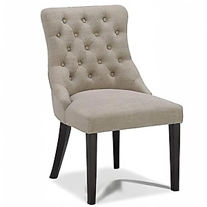 CHITA Farmhouse Tufted Dining Chairs, Modern Upholstered Chairs, Fabric High Back Dining Room Chairs Set of 2,Flax Beige