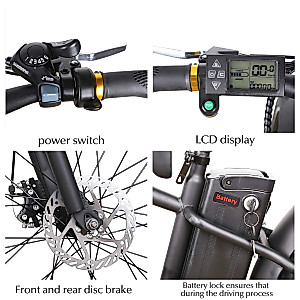 NAKTO Electric Bike Fat Tire 350W 26" Electric Mountain Bicycles for Adults, 36V10AH Removable Lithium Battery Ebike, Mountain/Beach/Snow/City Commute Ebike 6 Speed Gear,Dual Disc Brake E-Bikes