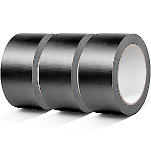 MIARALA Black Duct Tape Heavy-Duty Waterproof Duct Tape- Strong Adhesive, Waterproof, Residue-Free, 2 Inches x 22 Yards, for Repairs and Industrial Use (3-Pack)
