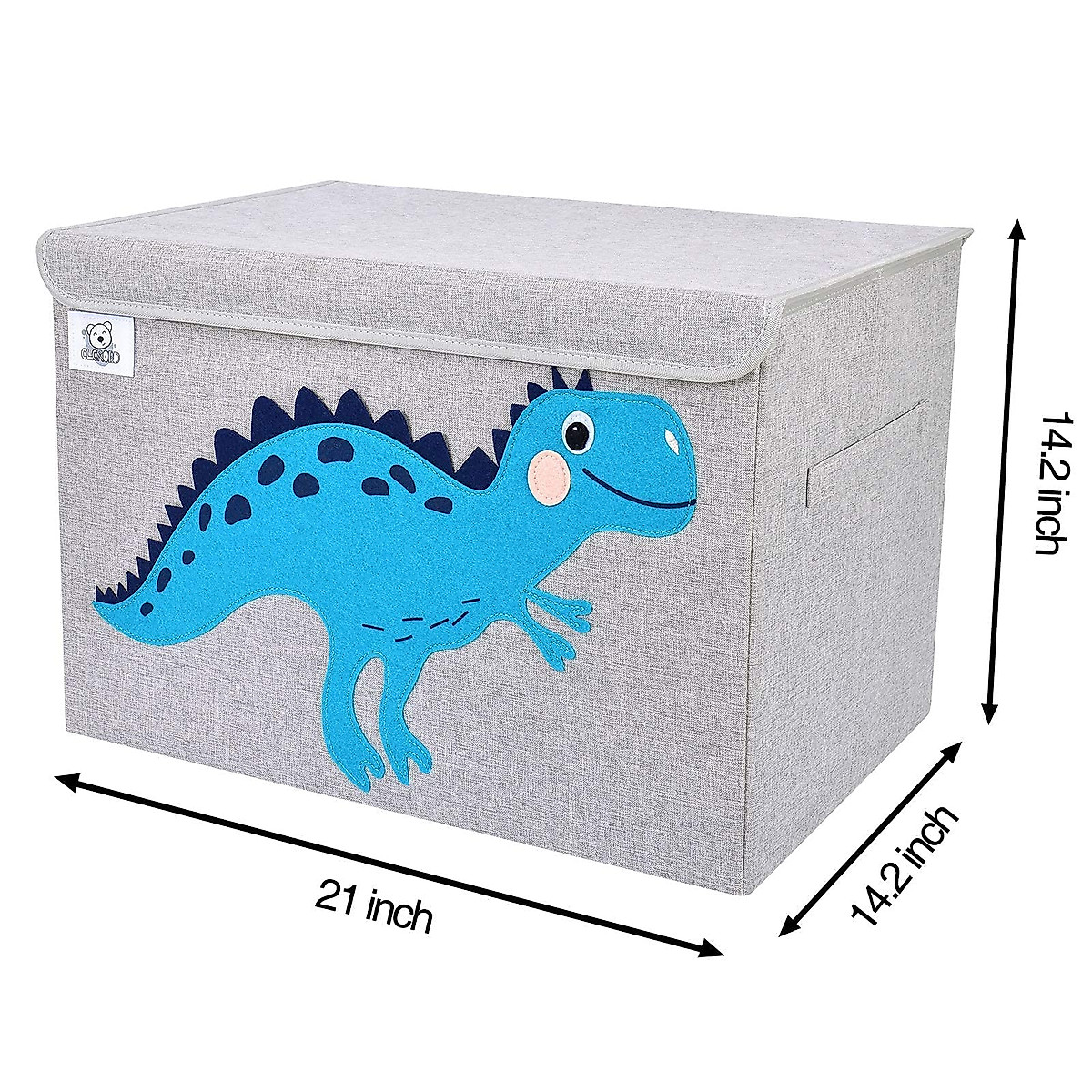 CLCROBD Foldable Large Kids Toy Chest with Flip-Top Lid, Collapsible Fabric Animal Toy Storage Organizer/Bin/Box/Basket/Trunk for Toddler, Children and Baby Nursery (Dinosaur + Triceratops)