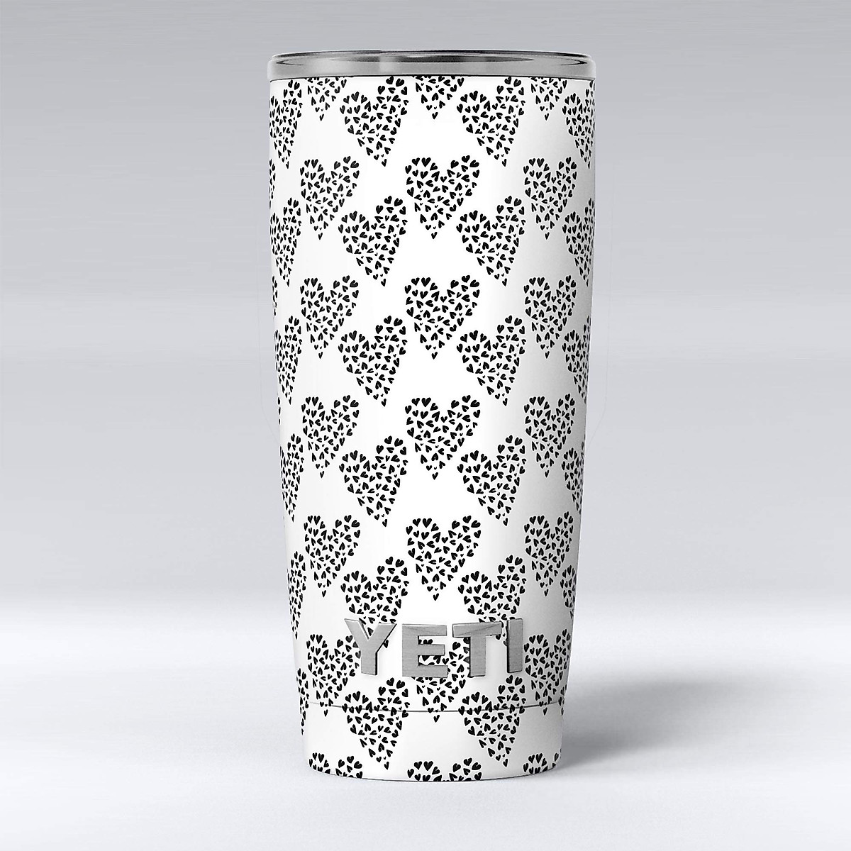 Design Skinz Slate Black Tiny Hearts Within Hearts - Skin Decal Vinyl Wrap Kit Compatible with The Yeti Rambler Cooler Tumbler Cups