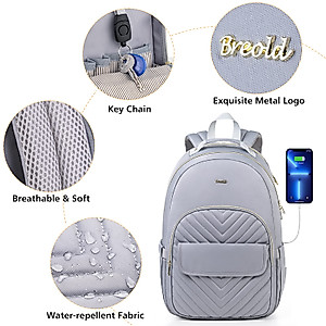 Breold Laptop Backpack Women,15.6 Inch Travel Backpack for Women,College School Bookbags with USB Charging Hole,Large Capacity Computer Backpacks for Work Business,TSA Friendly