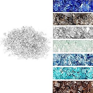 Skyflame High Luster 10-Pound Regular Fire Glass for Fire Pit Fireplace Garden Landscaping Platinum 1/4" Size