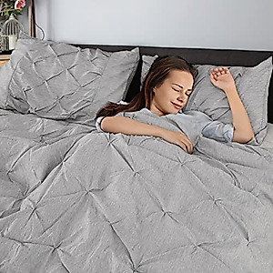 BedsPick Comforter Set Cal King (102"x 108"), Pinch Pleated Bedding Sets 3 Pieces, Pintuck Cationic Dyeing California King Comforter & 2 Pillow Shams, Down Alternative All Season Oversized Bed Set