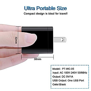 Wall Charger Cube,1A/5V Single Port USB Wall Plug 3 Pack Travel Black Charging Block Box Adapter Compatible iPhone,Samsung Galaxy A21 A51 A71 S20 S10 S9 S8,A10e,A90,Note20/10,Moto G7 G6,LG Stylo 6/5/4