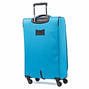 Atlantic Luggage Ultra Lite Softside Expandable Spinner, Turquoise Blue, Checked Medium 25-Inch