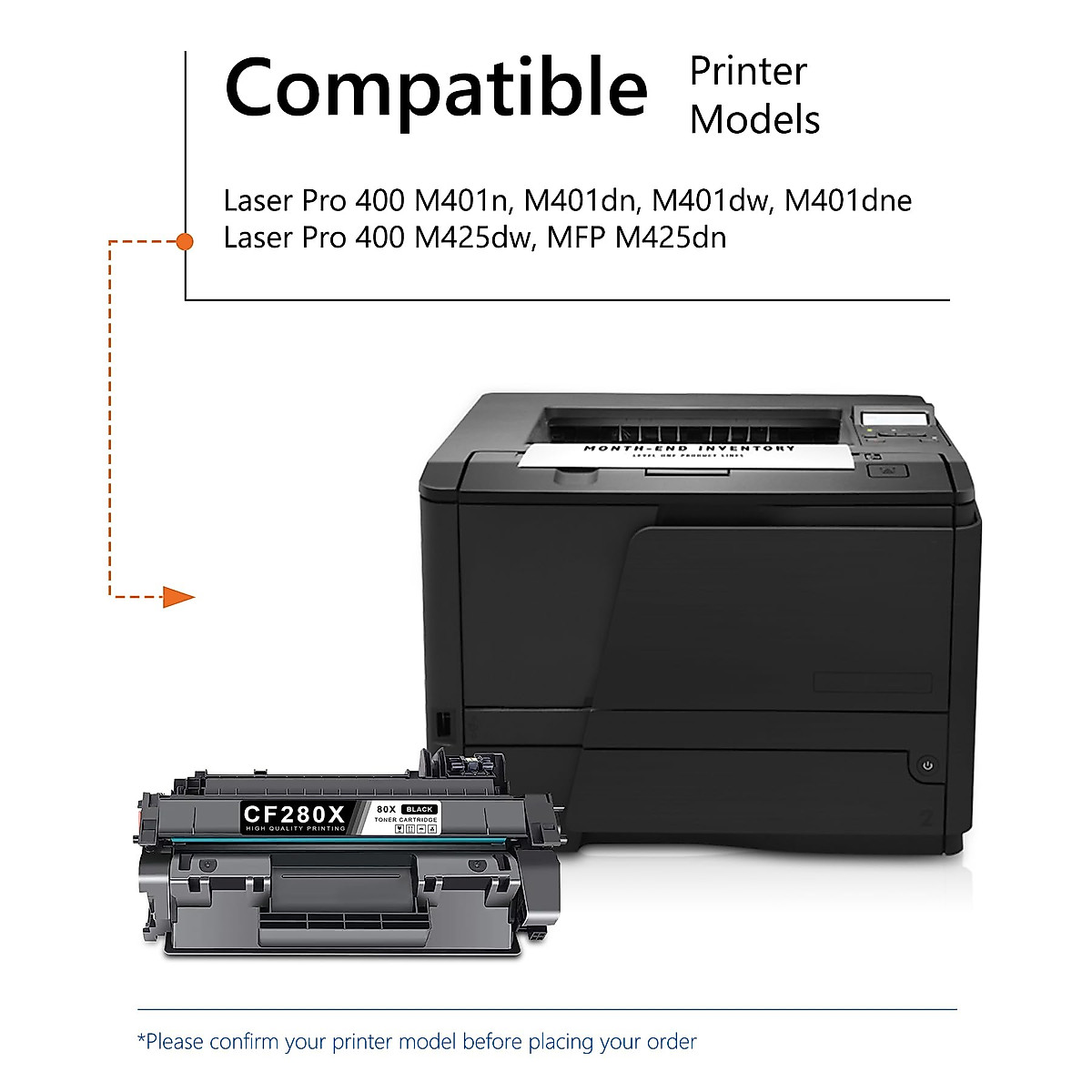 80X Black Toner Cartridge Compatible Toner Cartridge Replacement for HP 80X Toner Cartridge CF280X Used for Laser Pro 400 M401n, M401dn, M401dw, M401dne, M425dw, MFP M425dn Printer (New Chip, 1 Pack)