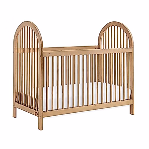 Oxford Baby Everlee Modern High Arch 3-in-1 Convertible Island Crib with Round Spindles, Honey Wood