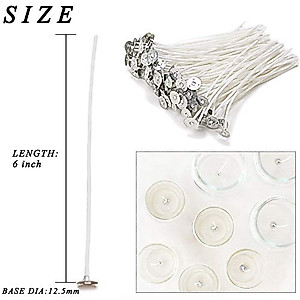 EricX Light 100 Piece Cotton Candle Wick 6" Pre-Waxed for Candle Making,Candle DIY