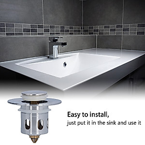 Wash Basin Bounce Drain Filter, Stainless Steel Press Type Bathroom Sink Drain Stopper Plug, Bathroom Bathtub Sink Draining Water Accessories