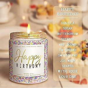 Happy Birthday Candle - Birthday Sprinkle Candle Gift Birthday Gifts for Women - 7oz Vanilla Cream Scented Candle Happy Birthday Gifts for Her, Best Gifts for Girl, Friends, Men