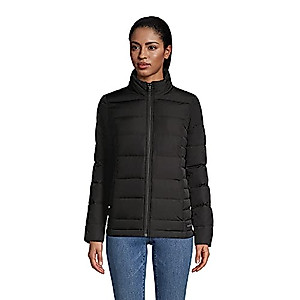 Lands' End Womens Puffer Down Jacket Black Regular Medium