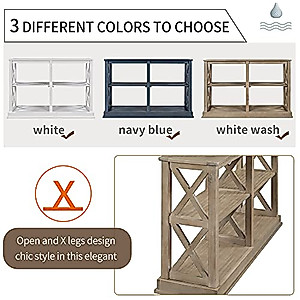 Livavege Console 3-Tier Open Storage, Narrow Sofa Entry Way w/Wood X-Shaped Frame, Entrance Tables for Small Space, Living Room, Entryway, Foyer, Hallway, Office, Natural