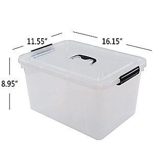Yesdate 4 Packs 17.5 Quart Plastic Storage Boxes, Clear Latch Box with Lid