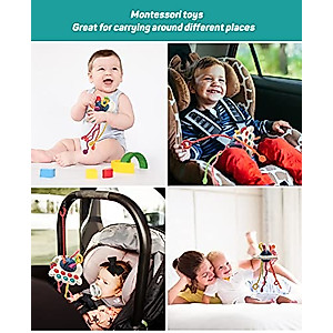 Montessori Toys for 1-3 Year Old, Silicone Pull String Activity Toys, Baby Sensory Toys with Rattle, Baby Travel Toys, Baby Teething Toys fine Motor Skills Toddler 18m+ Birthday Gift for Toddlers