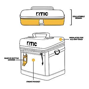 RTIC 8 Can Everyday Cooler, Soft Sided Portable Insulated Cooling for Lunch, Beach, Drink, Beverage, Travel, Camping, Picnic, for Men and Women, Black