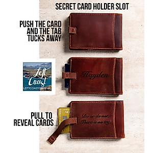 Personalized Star Wars Inspired Slim Hidden Pocket Distressed Leather Wallet The Cedar Key Wallet by Left Coast Original