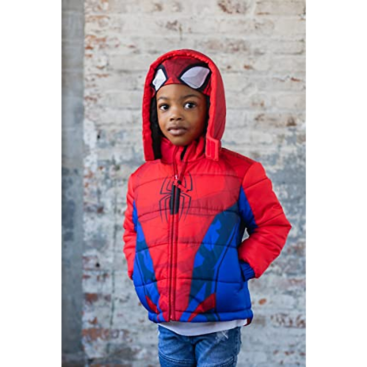 Marvel Avengers Spider-Man Little Boys Winter Coat Puffer Jacket Spider-Man, Red, 6