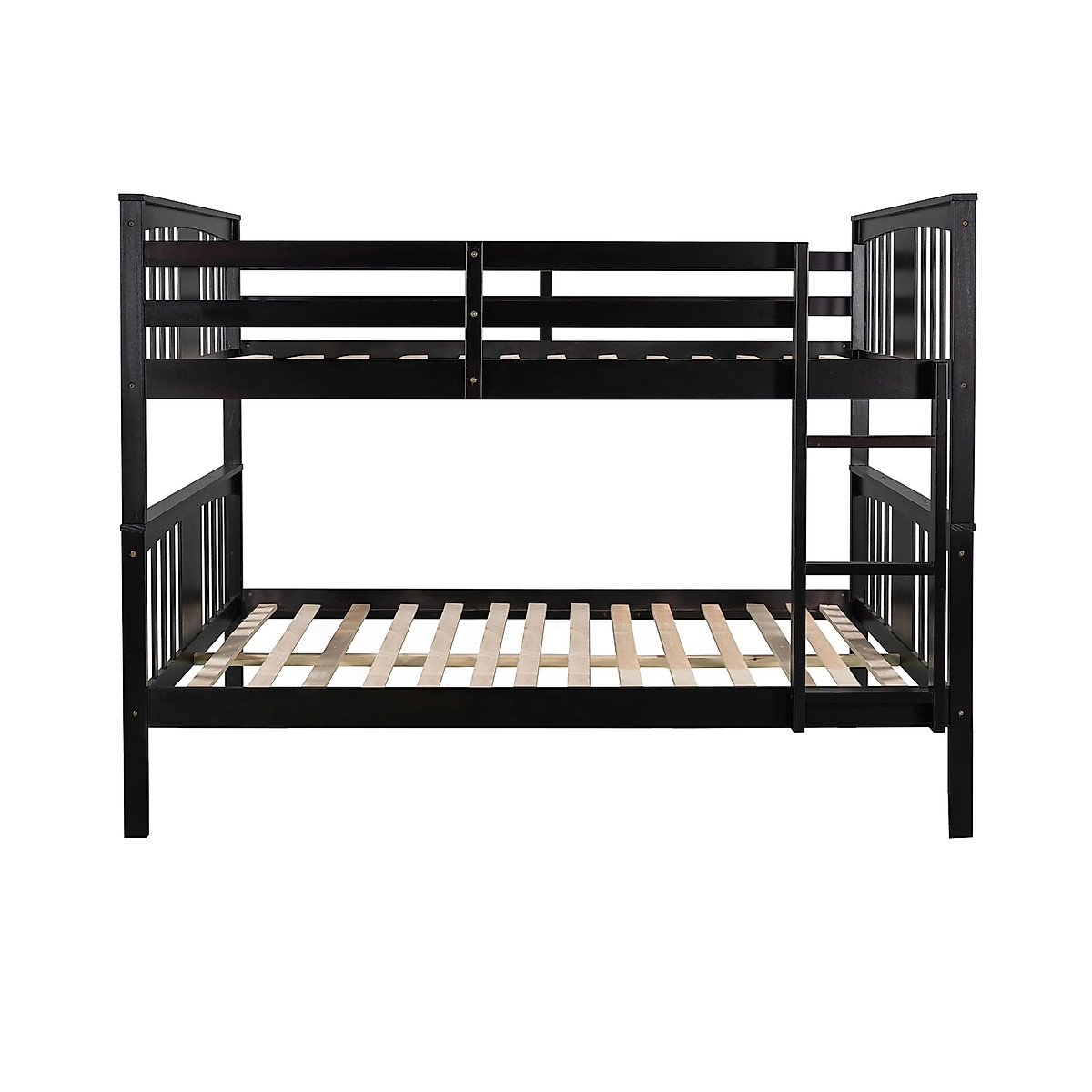 Bunk Bed, Full Over Full Bunk Beds, Solid Wood Full Bunk Bed Frame with Guard Rails and Ladder for Kids Boys Girls Teens Adults, Can be Convertible to 2 Beds, No Box Spring Needed, Espresso